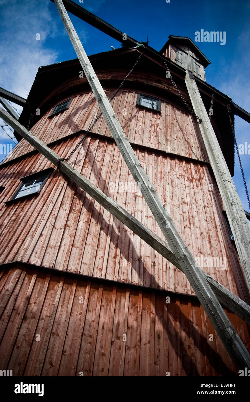 Red windmill in blue sky Stock Photo - Alamy