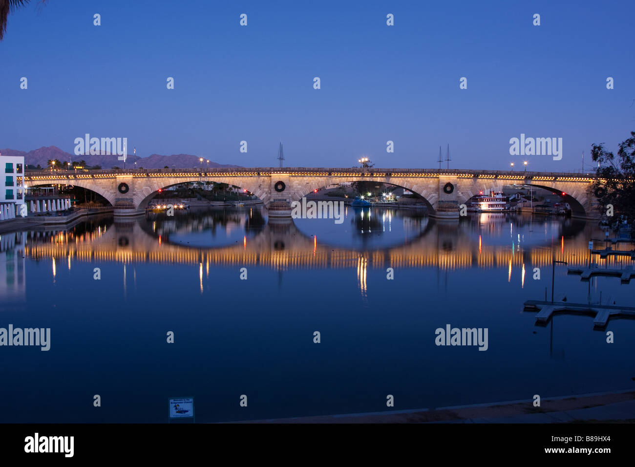 The london Bridge at sunrise in Lake Havasu City Arizona, AZ Stock ...