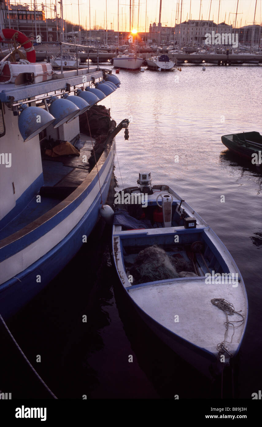 Small fishing boats in the harbor of Trieste Stock Photo - Alamy