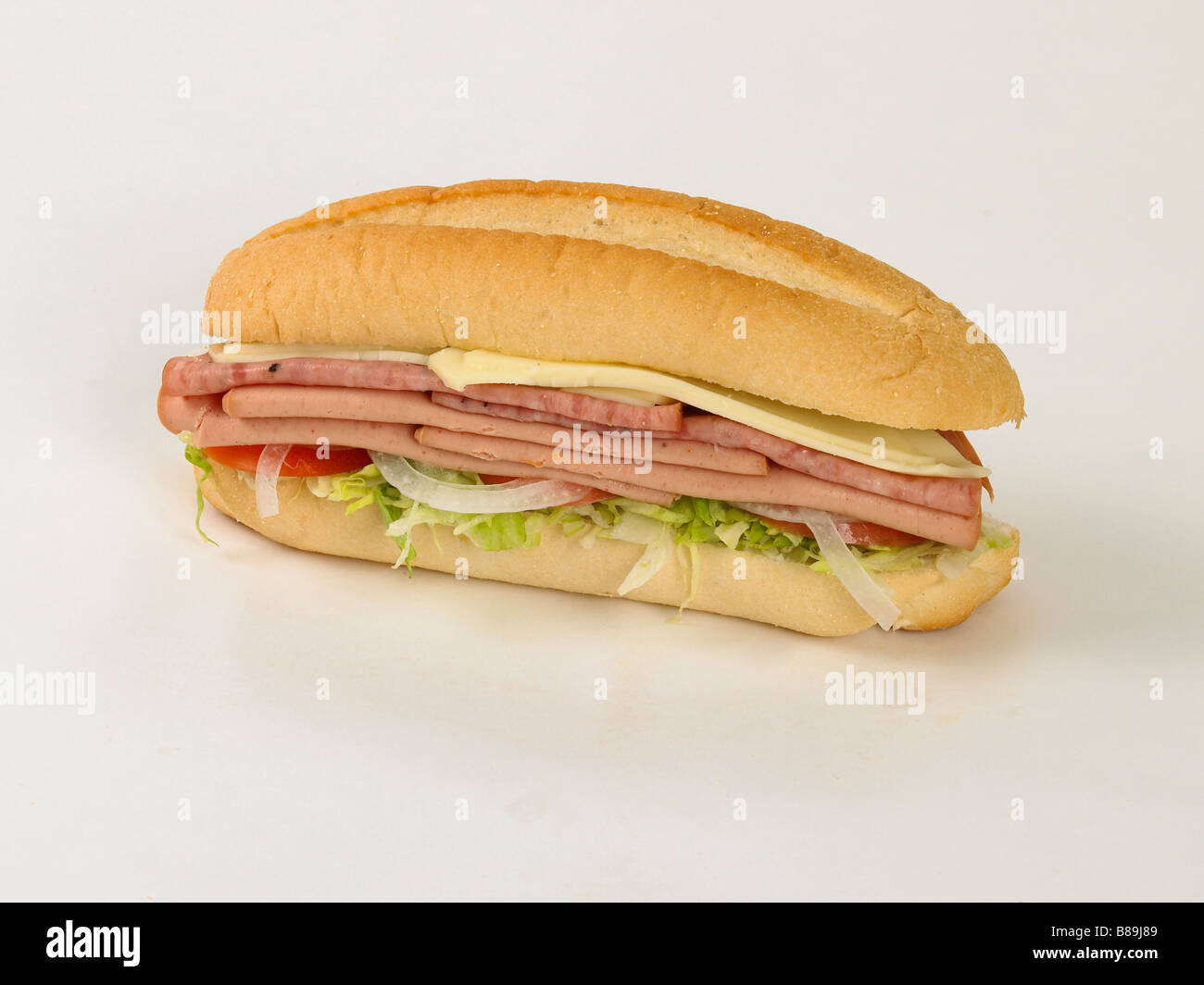 six 6" ham deli style sub sandwich Stock Photo - Alamy