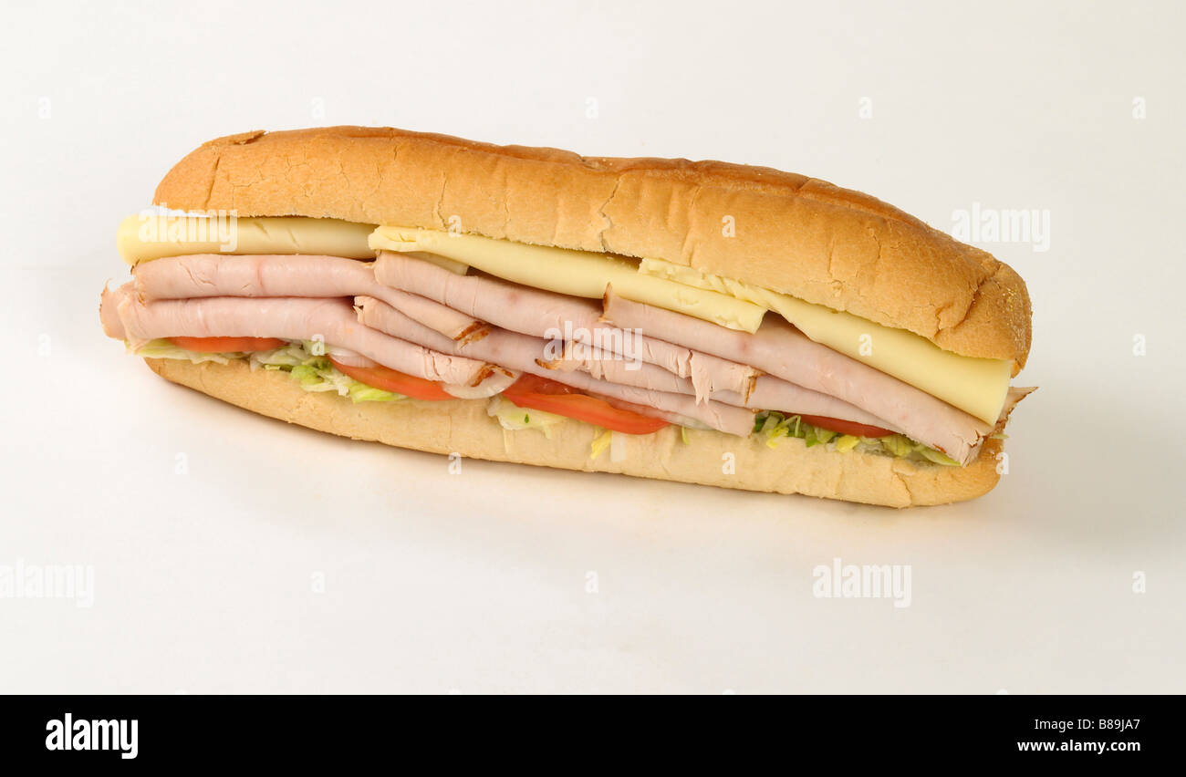 twelve 12" foot long deli turkey sub sandwich Stock Photo - Alamy