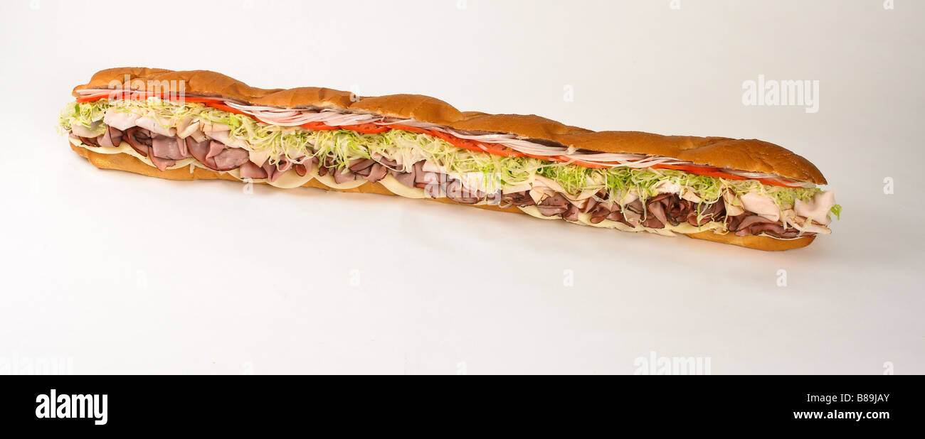 3 ft. american deli party sub sandwich lettuce tomato onion bread Stock ...