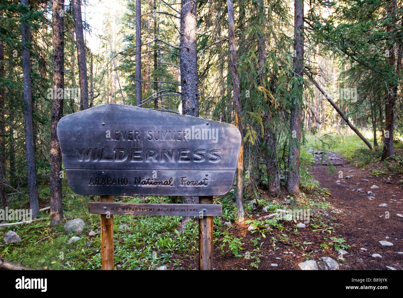 carved wooden sign for never summer wilderness in rocky mountain ...