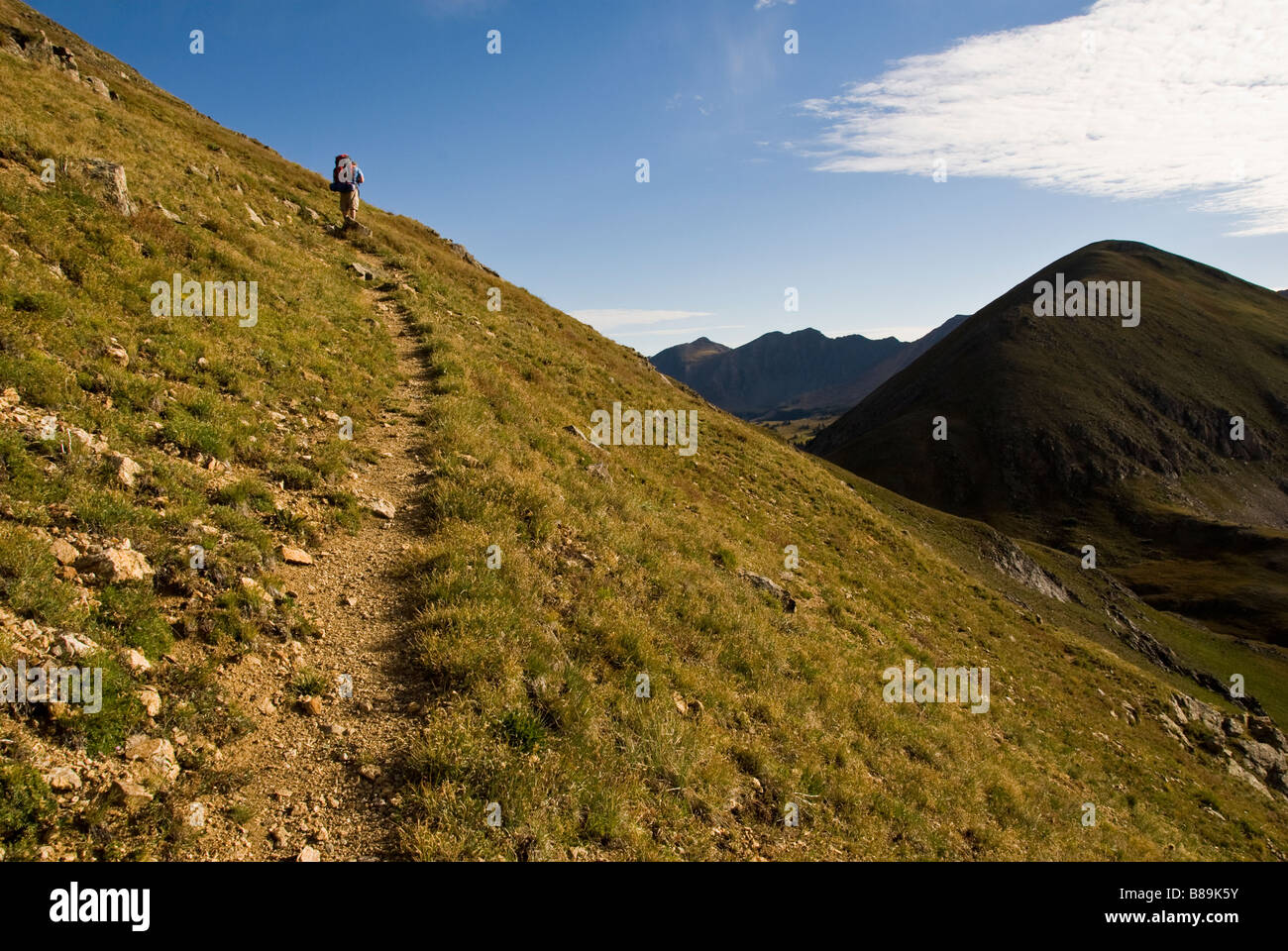 single male backpacker on bowen baker gulch trail in never summer ...