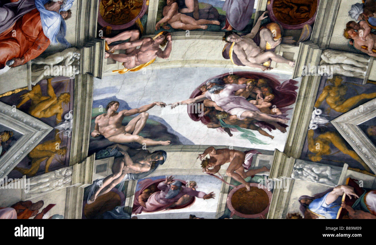 Adam god michelangelo sistine chapel hi-res stock photography and images - Alamy