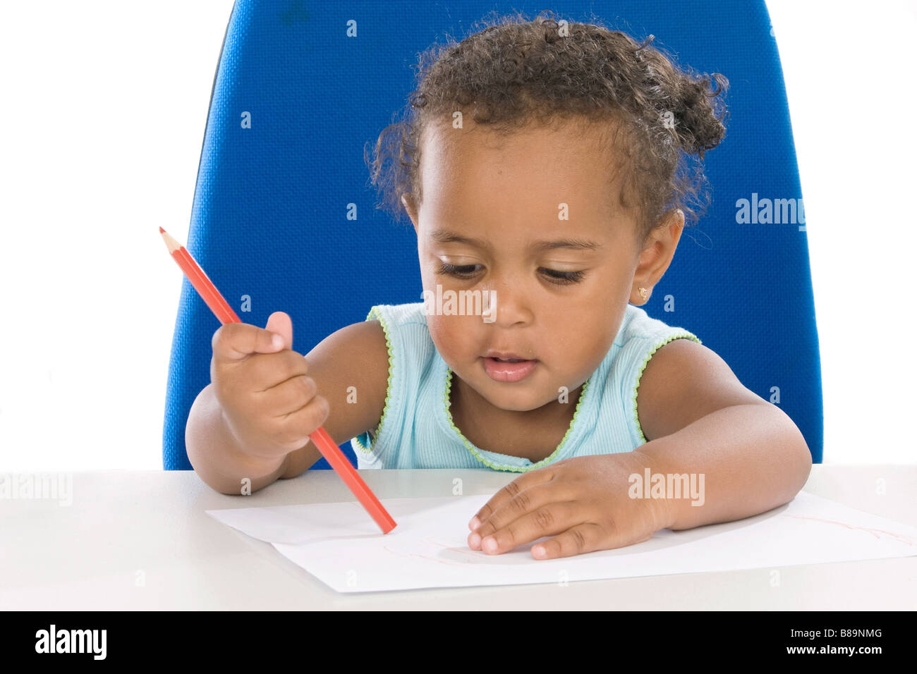Adorable baby student a over white background Stock Photo - Alamy