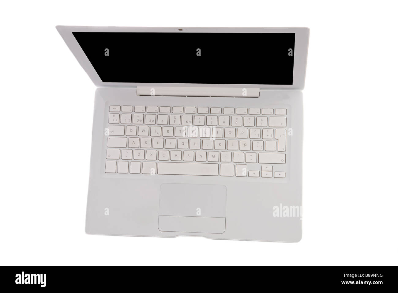Laptop computer viewed from above a over white background Stock Photo ...