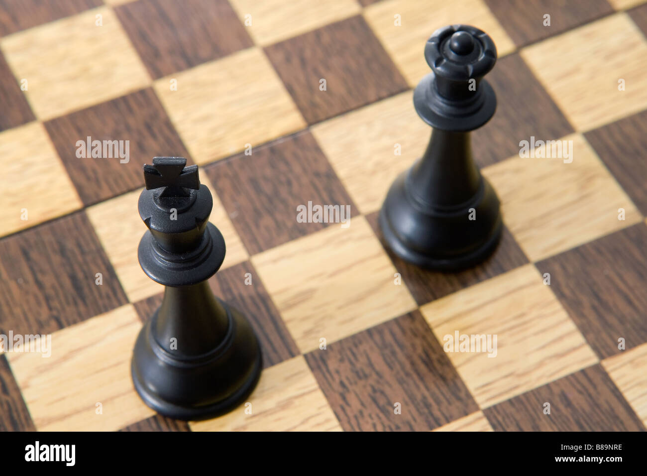 Photo view from above of chess pieces on the board The king and the ...
