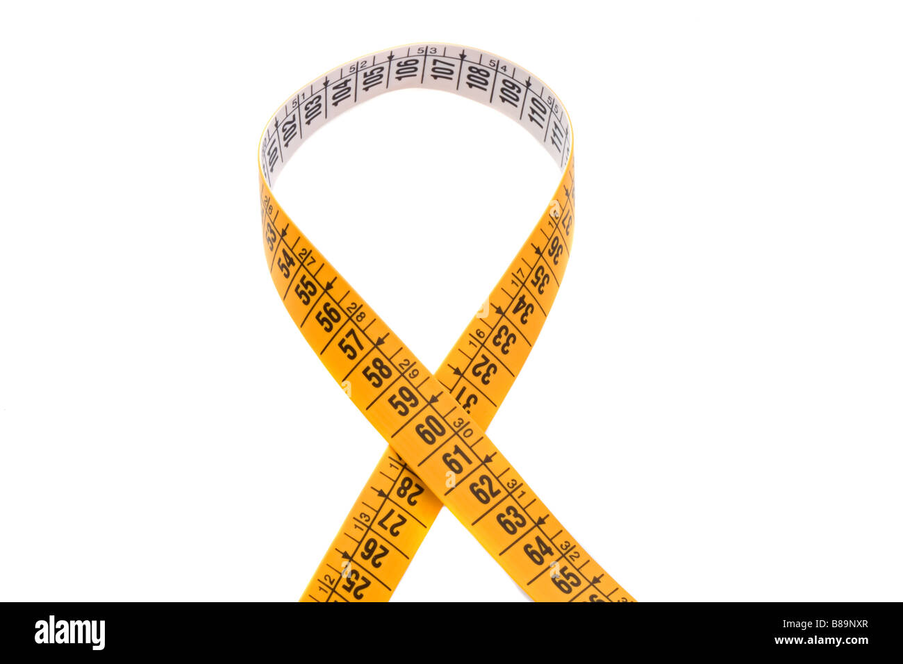 Photo of tape measure cross a over white background Stock Photo - Alamy