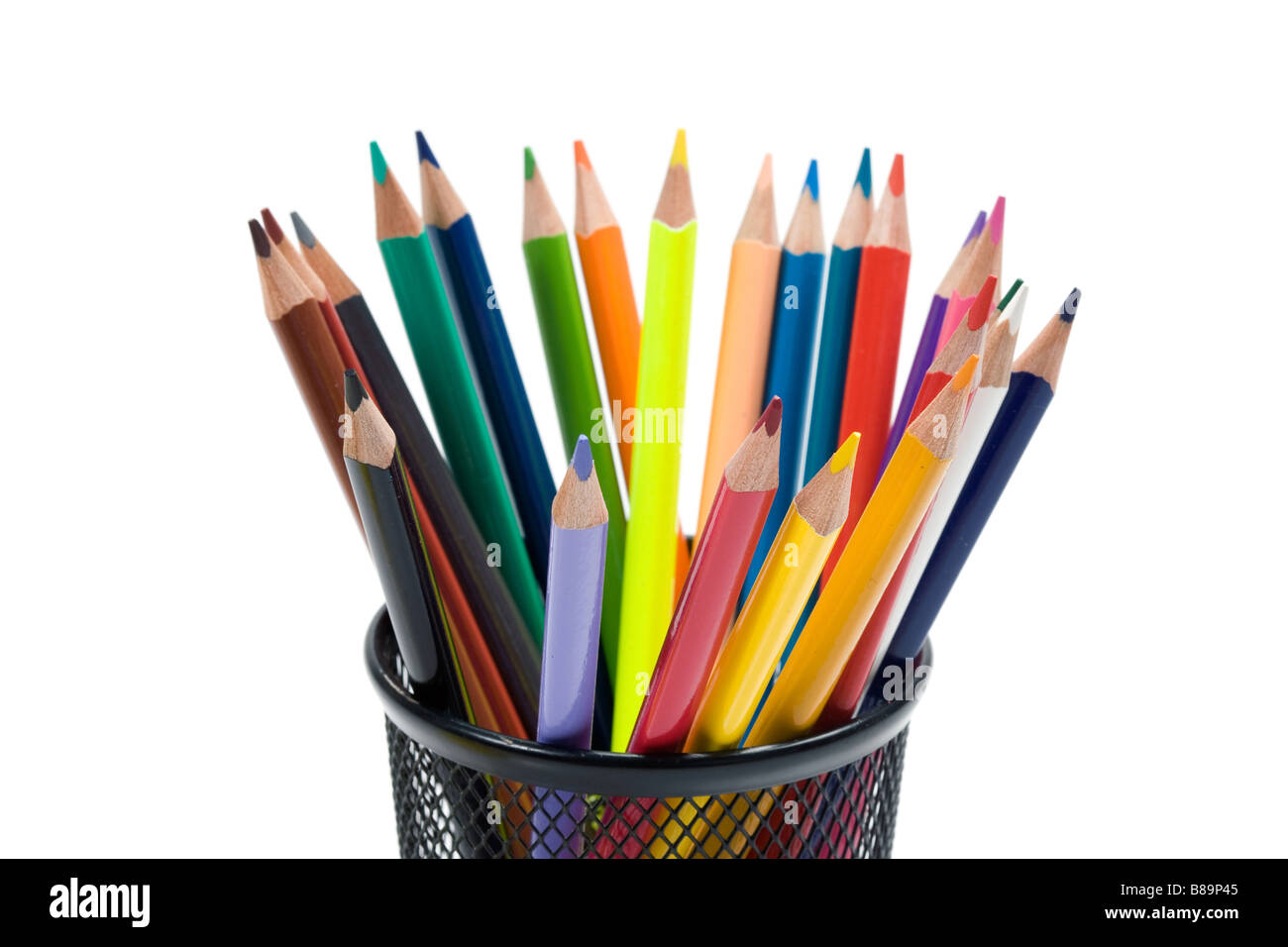 Many pencils of different colors on a over white background Stock Photo ...