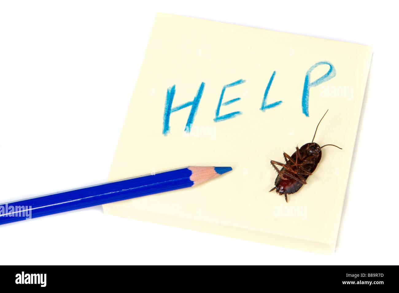 note and pencil a over white background Stock Photo - Alamy