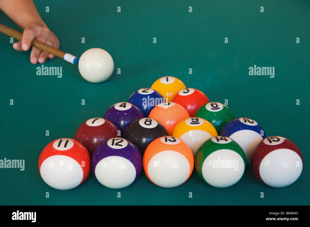 Billiard cue stick hitting ball hi-res stock photography and images - Alamy