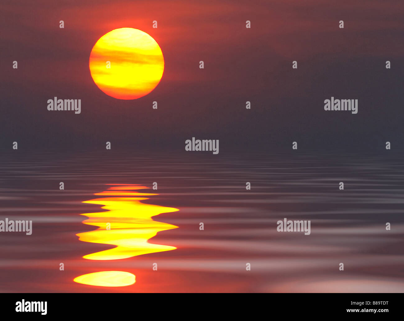 Great sun orange reflected in the water Stock Photo - Alamy