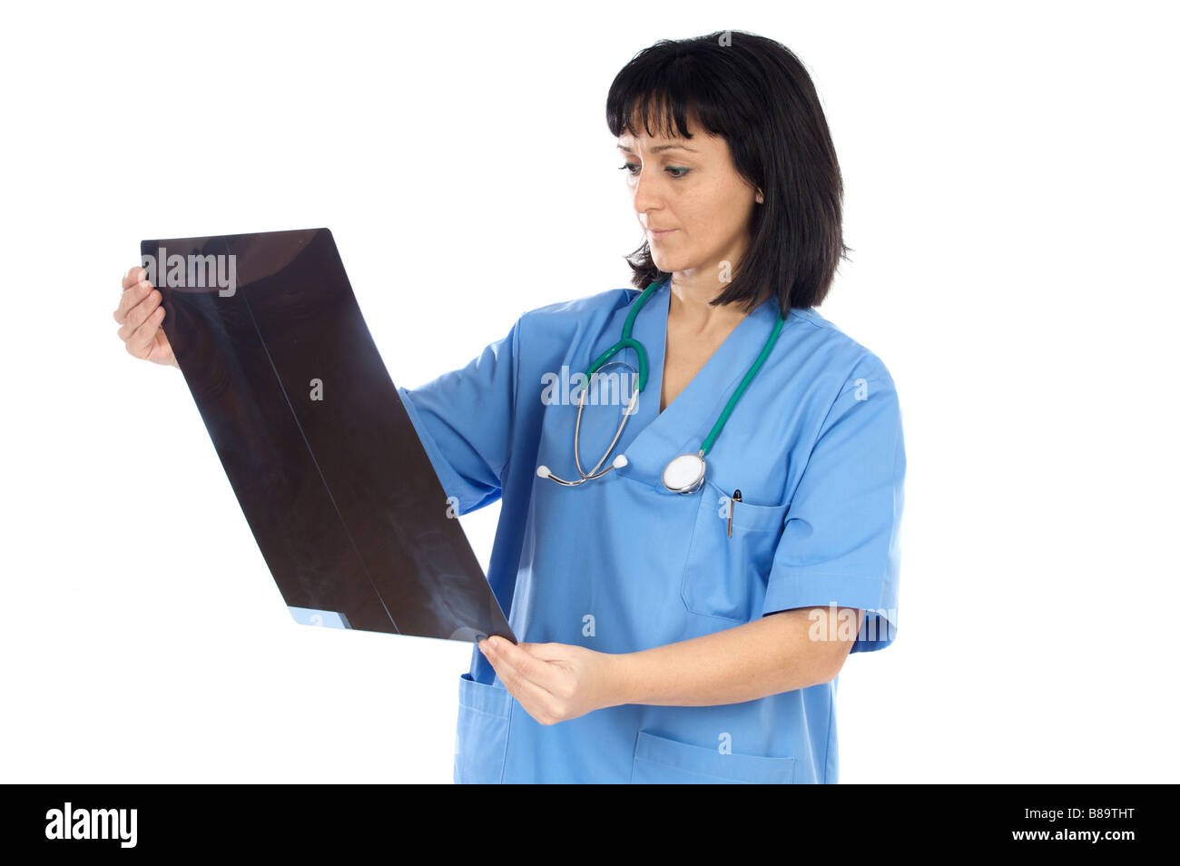 Woman doctor whit radiography a over white background Stock Photo - Alamy