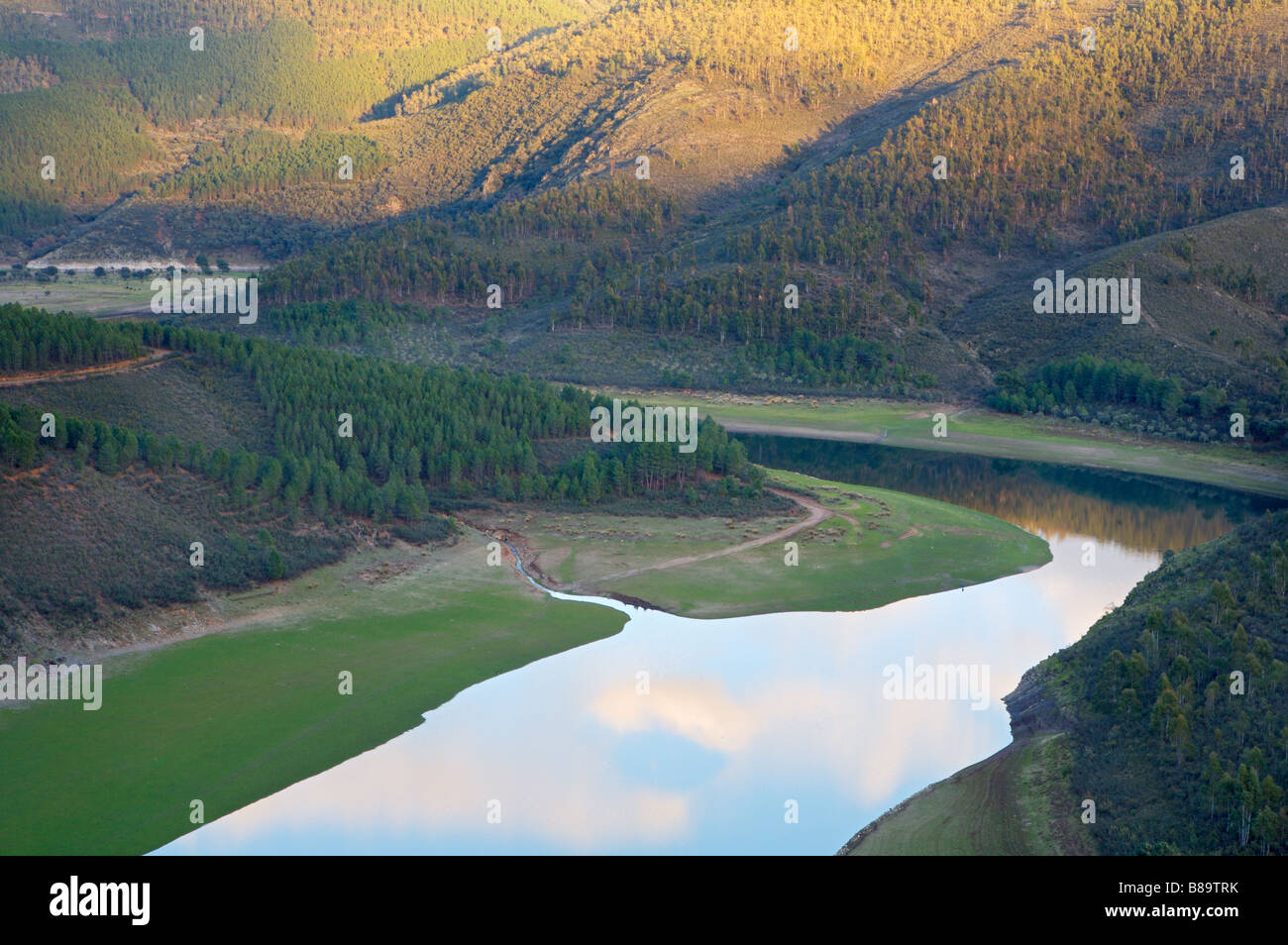 Beautiful landscape river and mountains with trees Stock Photo - Alamy