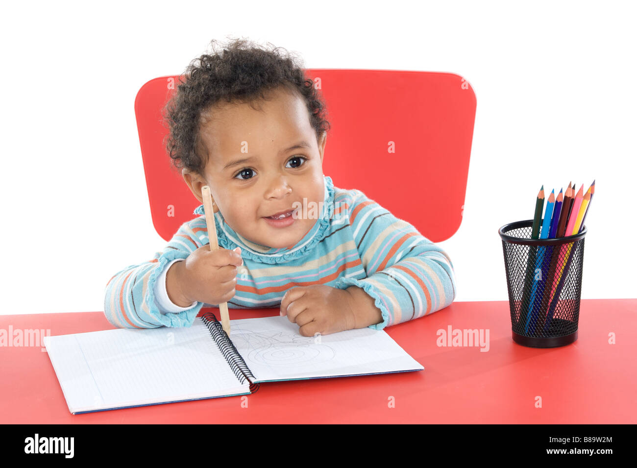 adorable baby student a over white background Stock Photo - Alamy