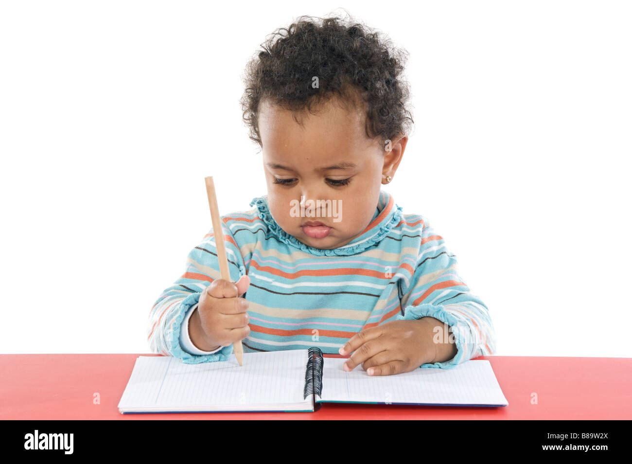 adorable baby student a over white background Stock Photo - Alamy