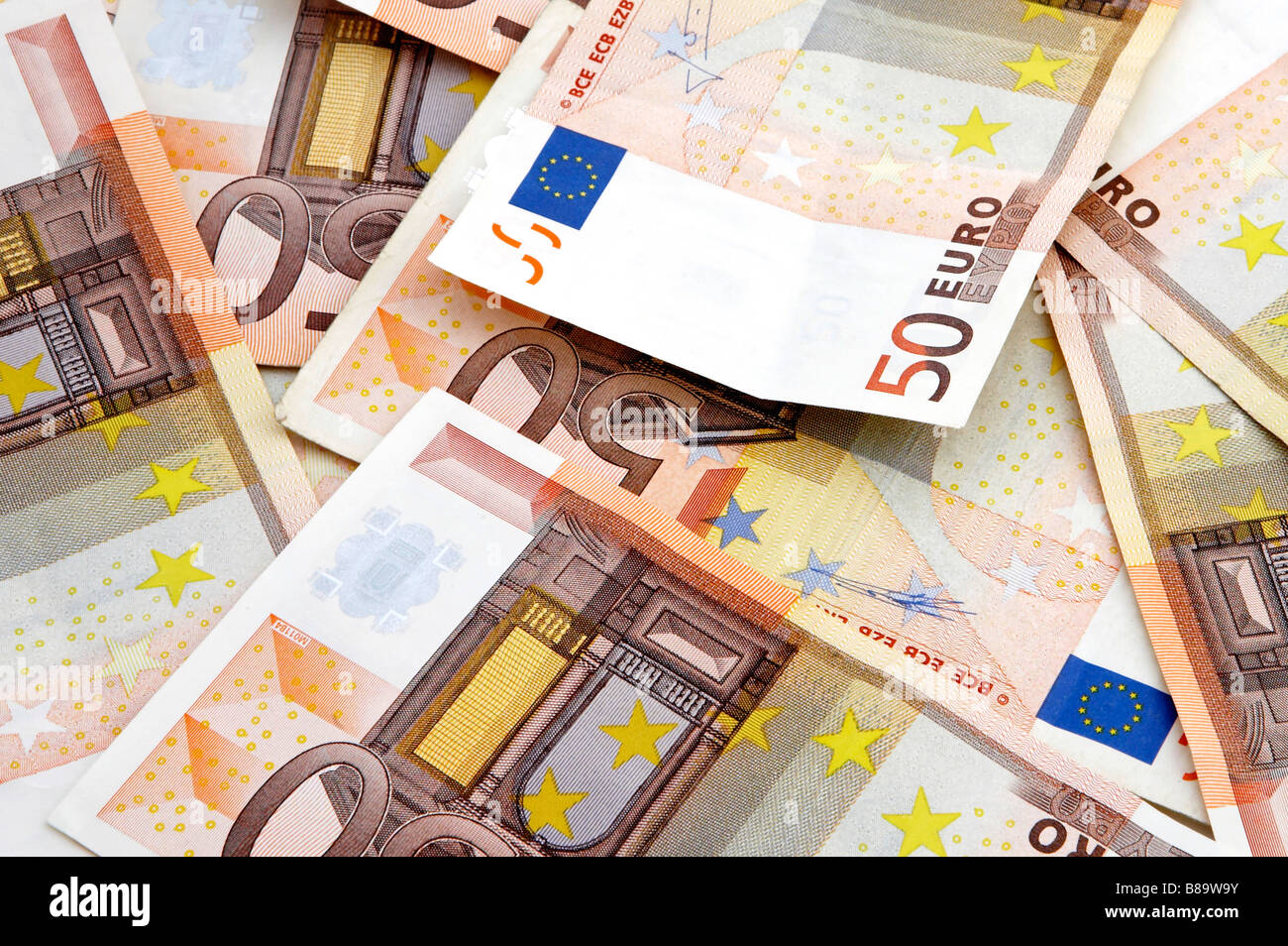 A fan of 50 Euro bank background Stock Photo - Alamy