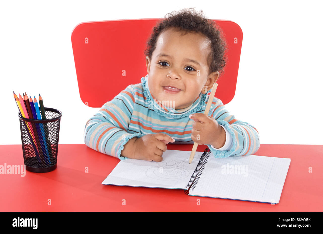 adorable baby student a over white background Stock Photo - Alamy