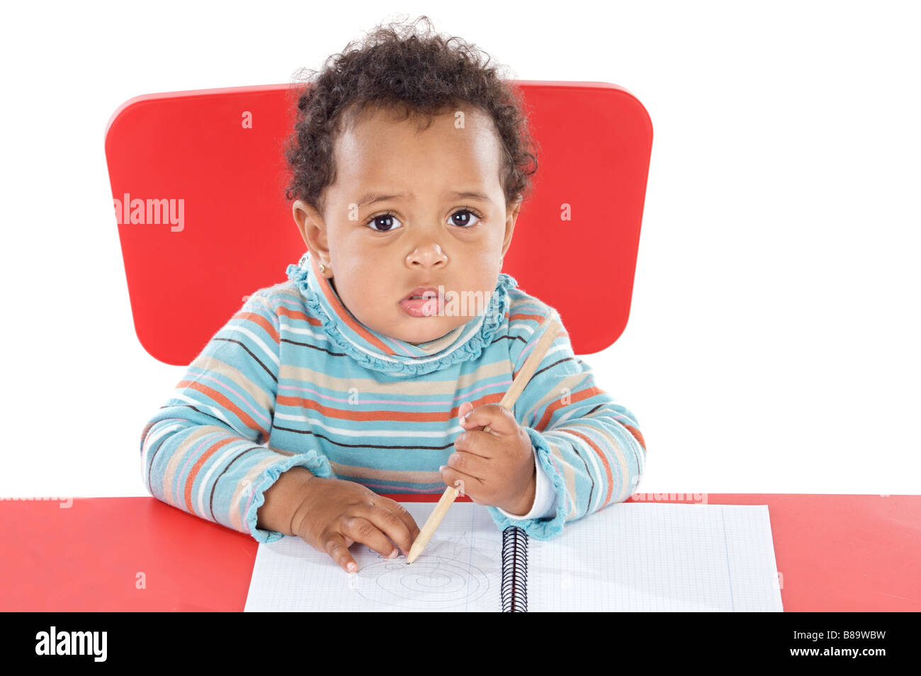 adorable baby student a over white background Stock Photo - Alamy