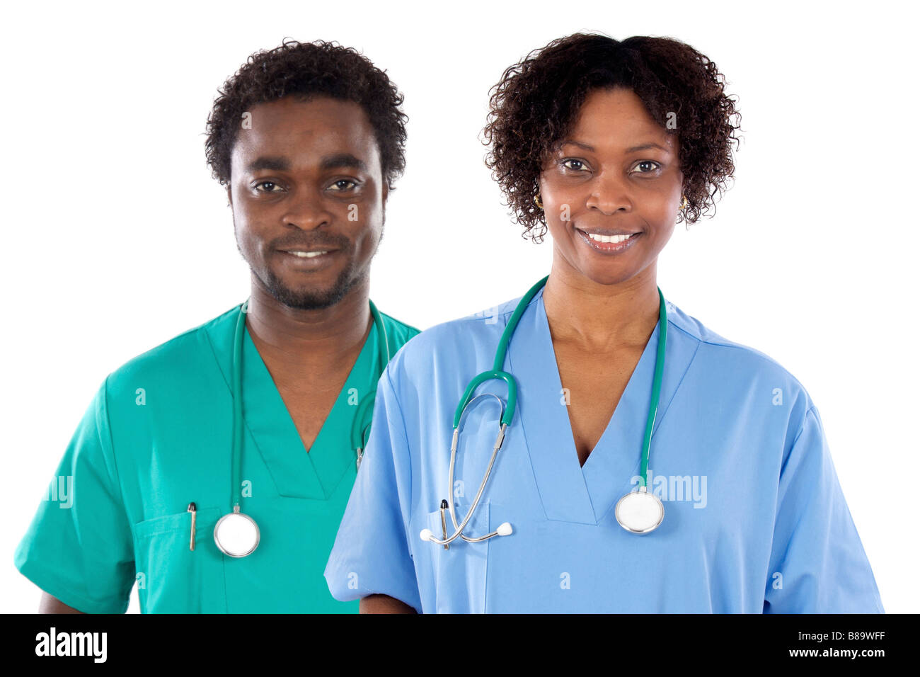 Couple of African American doctors a over white background Stock Photo ...