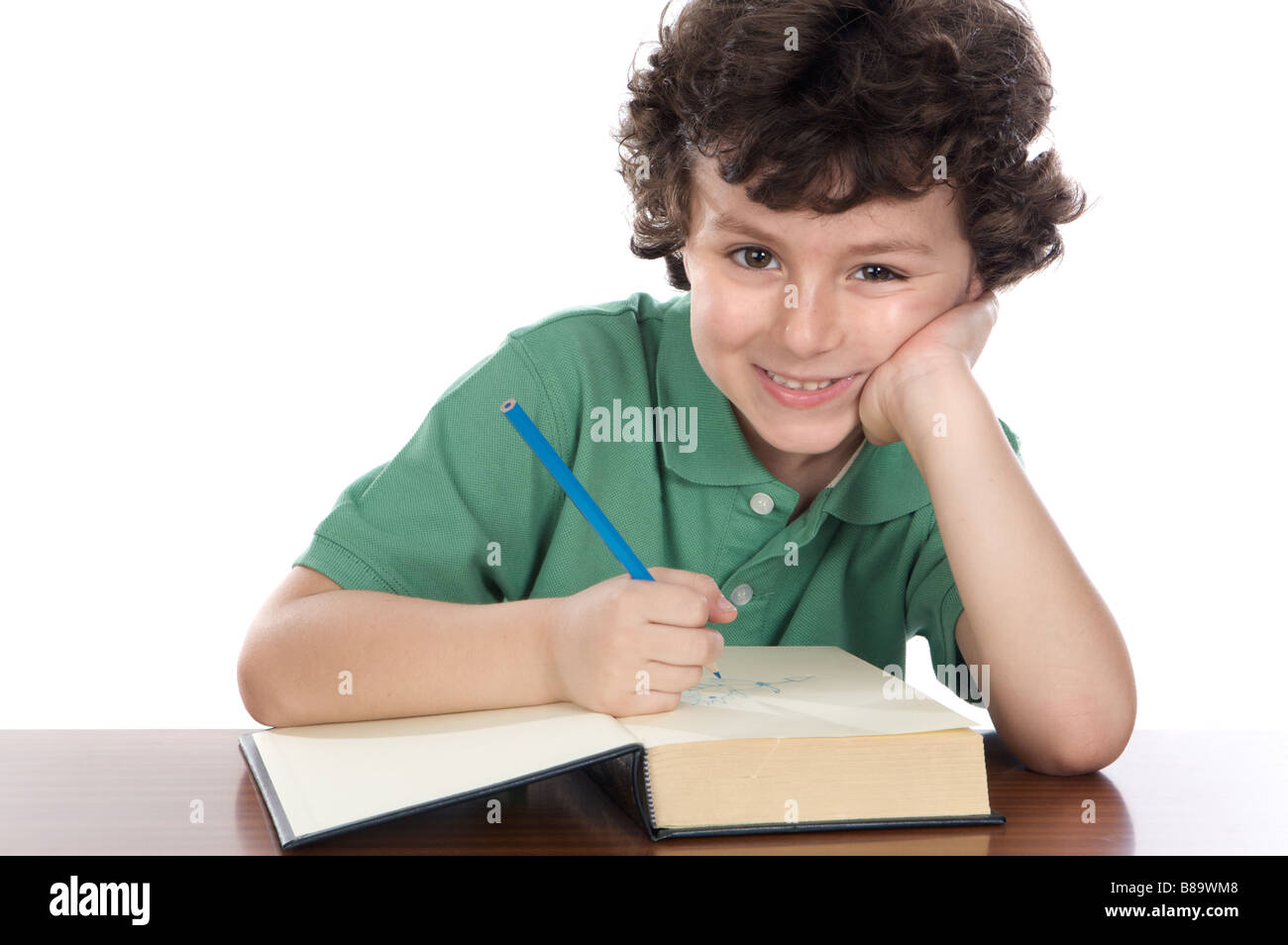 adorable child student a over white background Stock Photo - Alamy
