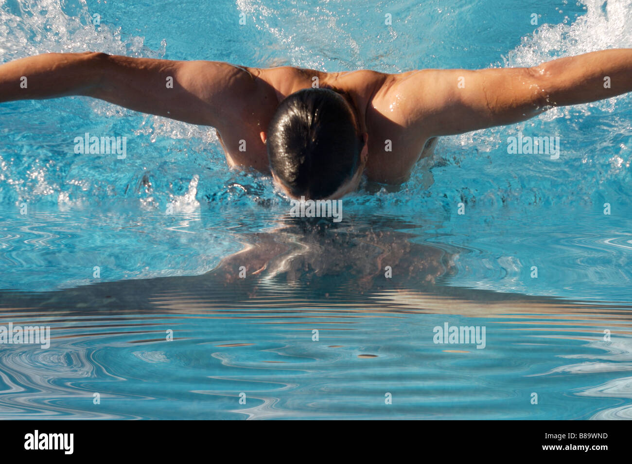 photo of a swimmer doing spring in swimming pool Stock Photo - Alamy