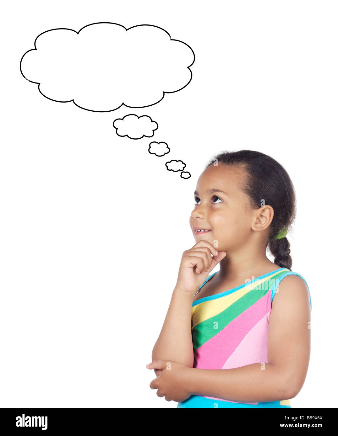 Adorable girl thinking a over white background Stock Photo - Alamy