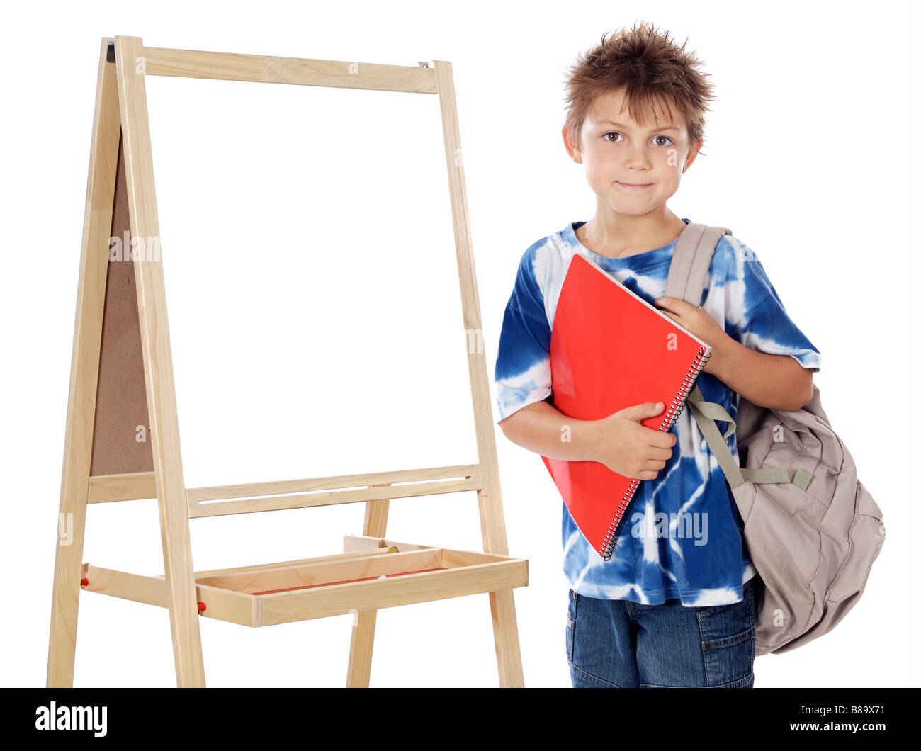 adorable child student whit slate a over white background Stock Photo ...