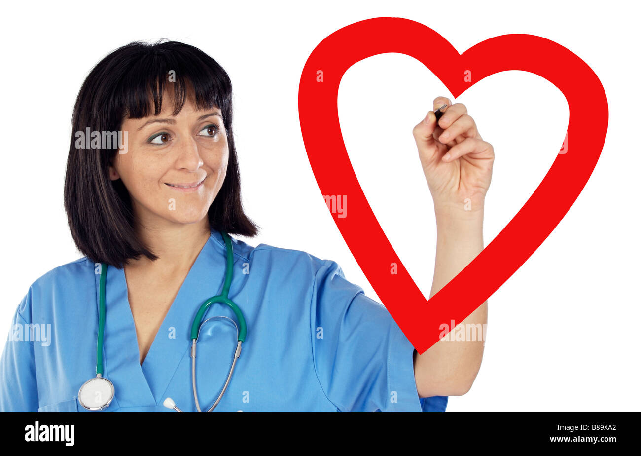 medical cardiologist drawing a heart on a white background Stock Photo ...