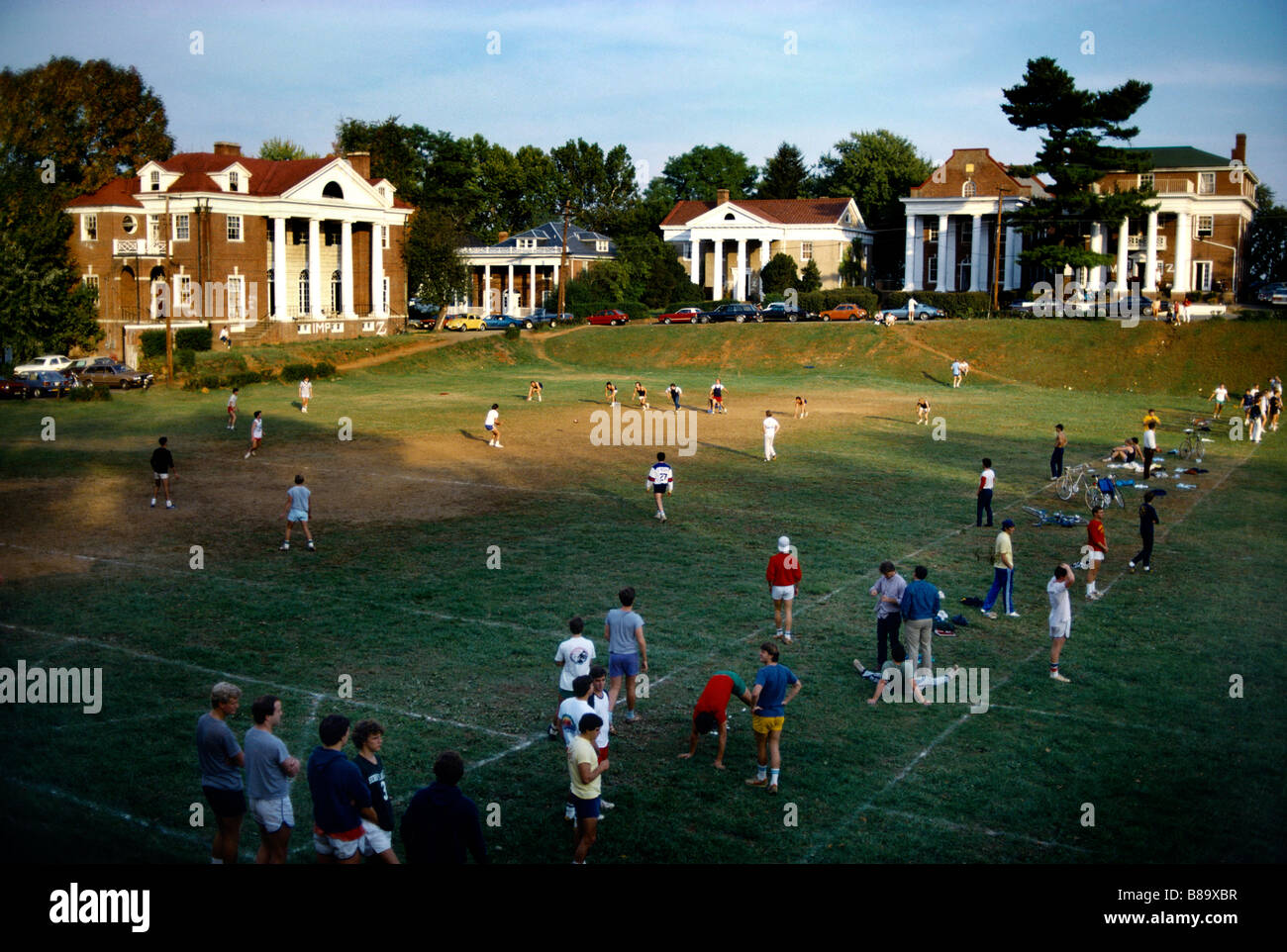 Students Exercising on Campus by Fraternity Houses at University of ...