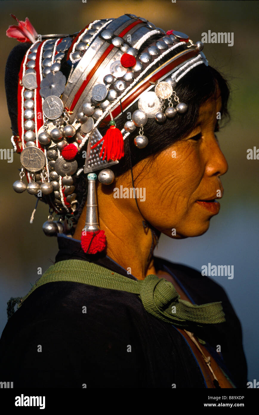 Muang Long Laos Akha Woman Stock Photo - Alamy