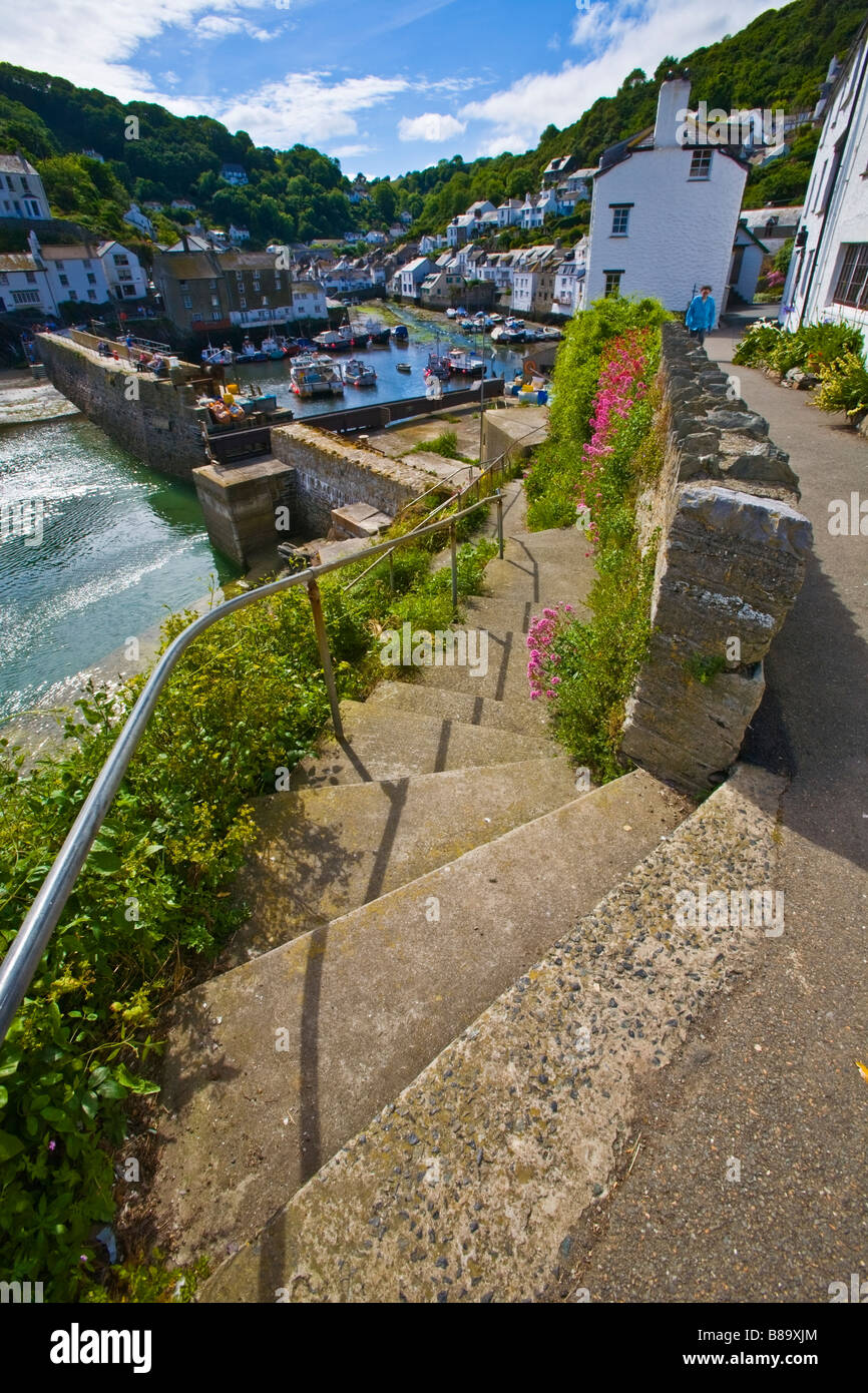 Steps leading into the seaside resort of Polperro, Cornwall, England, UK Stock Photo - Alamy