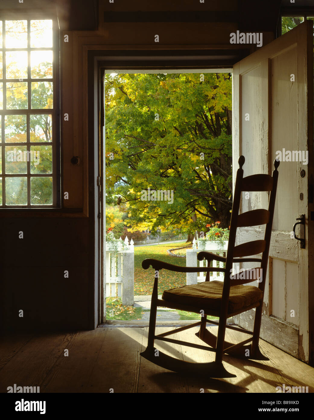 Shaker rocking chair at Canterbury Shaker community New Hampshire Stock ...