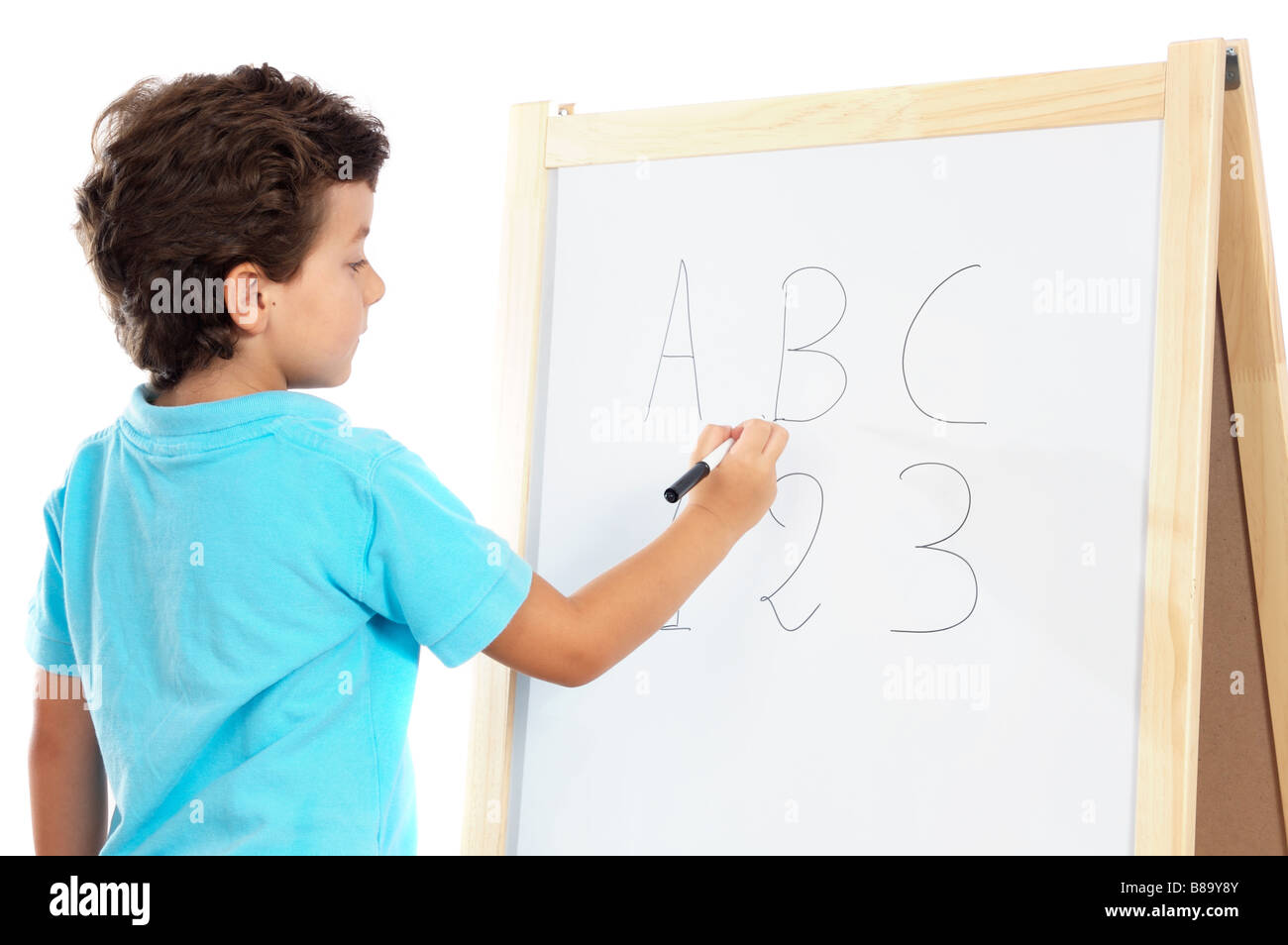 adorable child student whit slate a over white background Stock Photo ...