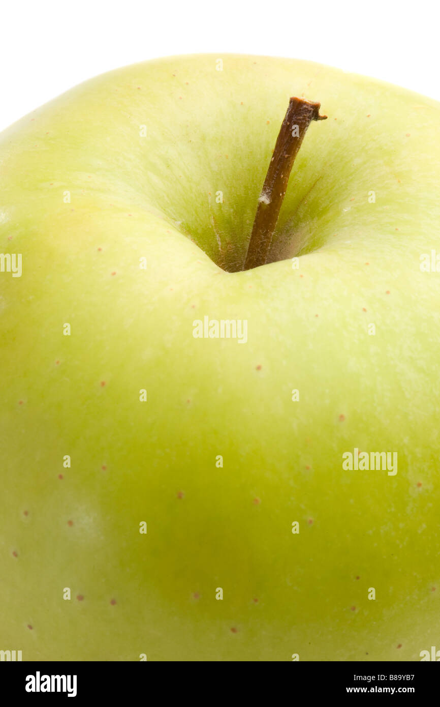 Green delicious apple on a white background Stock Photo - Alamy