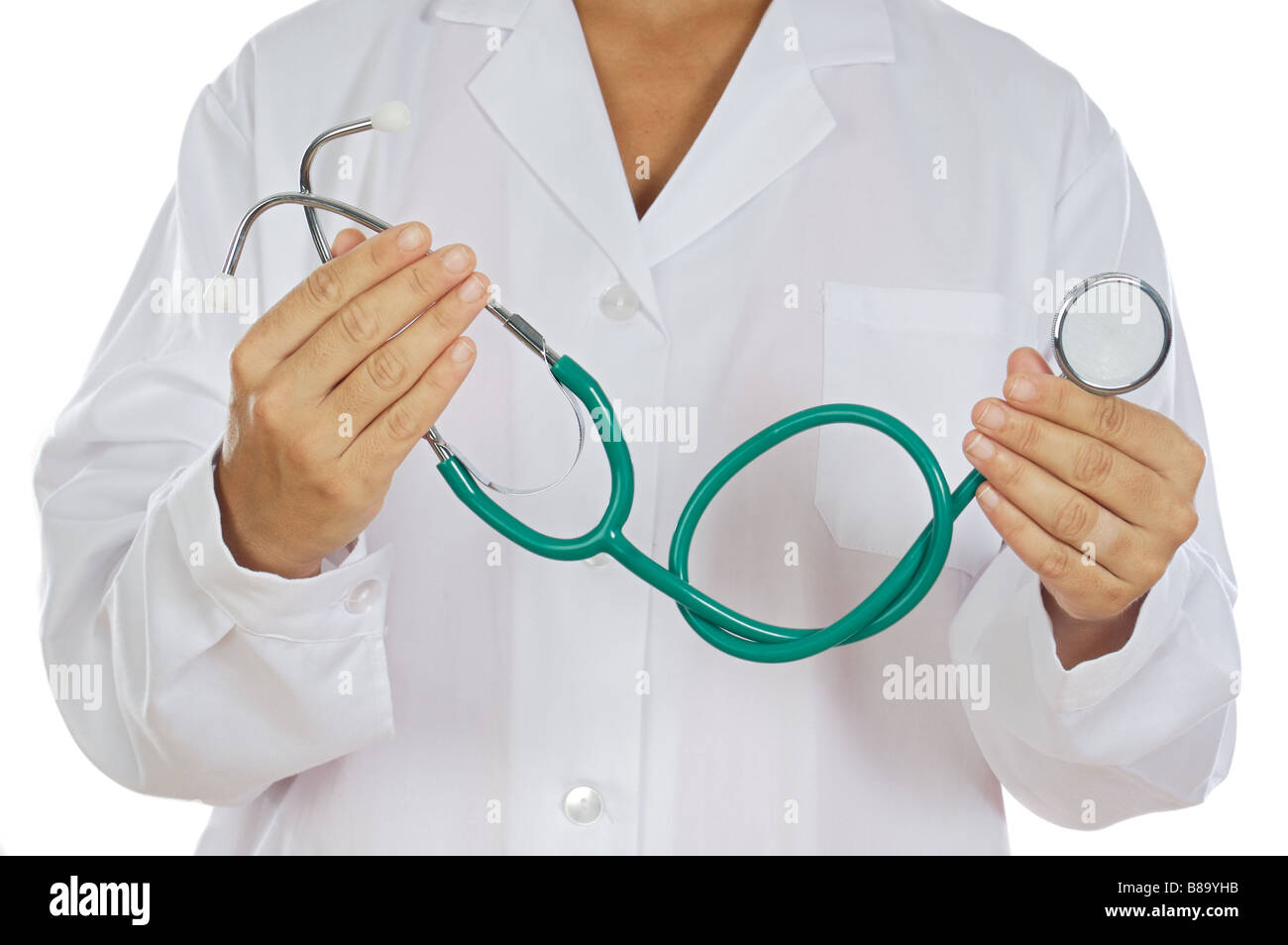 anonymous doctor whit stethoscope a over white background Stock Photo ...