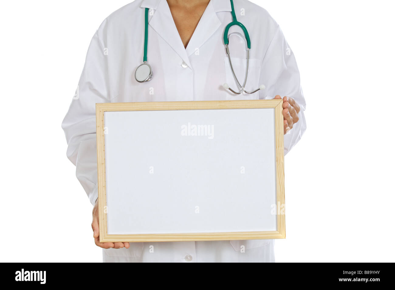 anonymous doctor whit billboard a over white background Stock Photo - Alamy