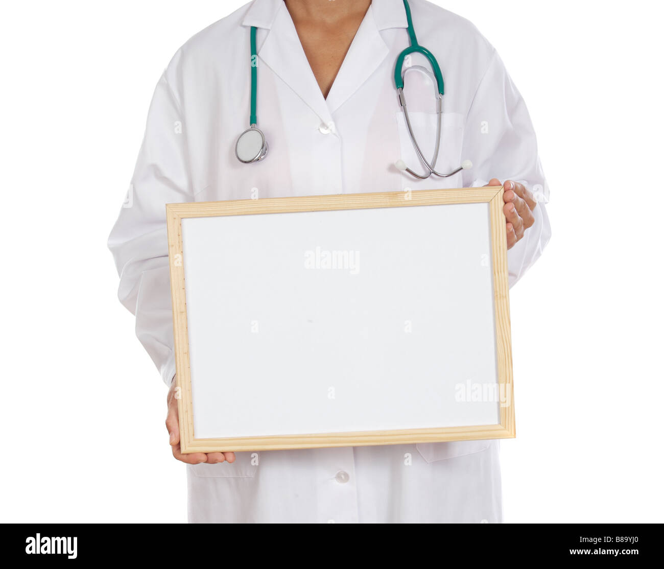 anonymous doctor whit billboard a over white background Stock Photo - Alamy