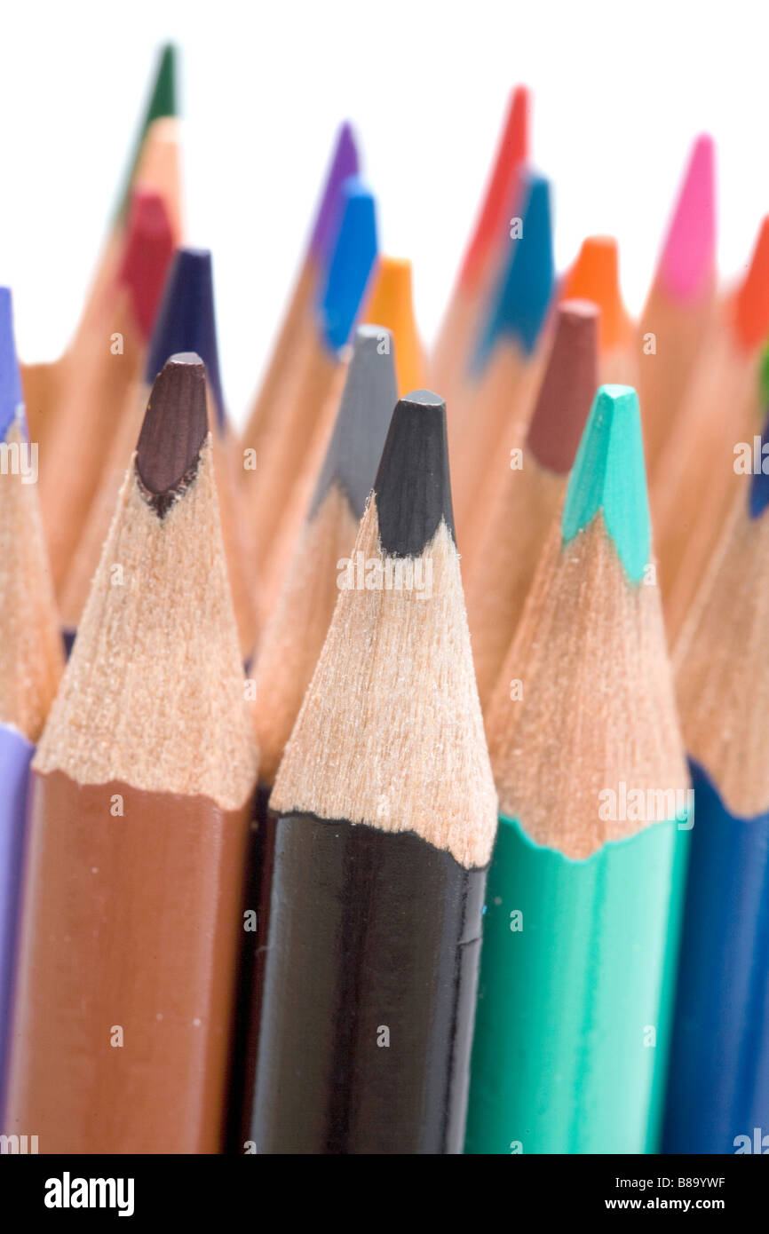 Many pencils of different colors on a over white background Stock Photo ...
