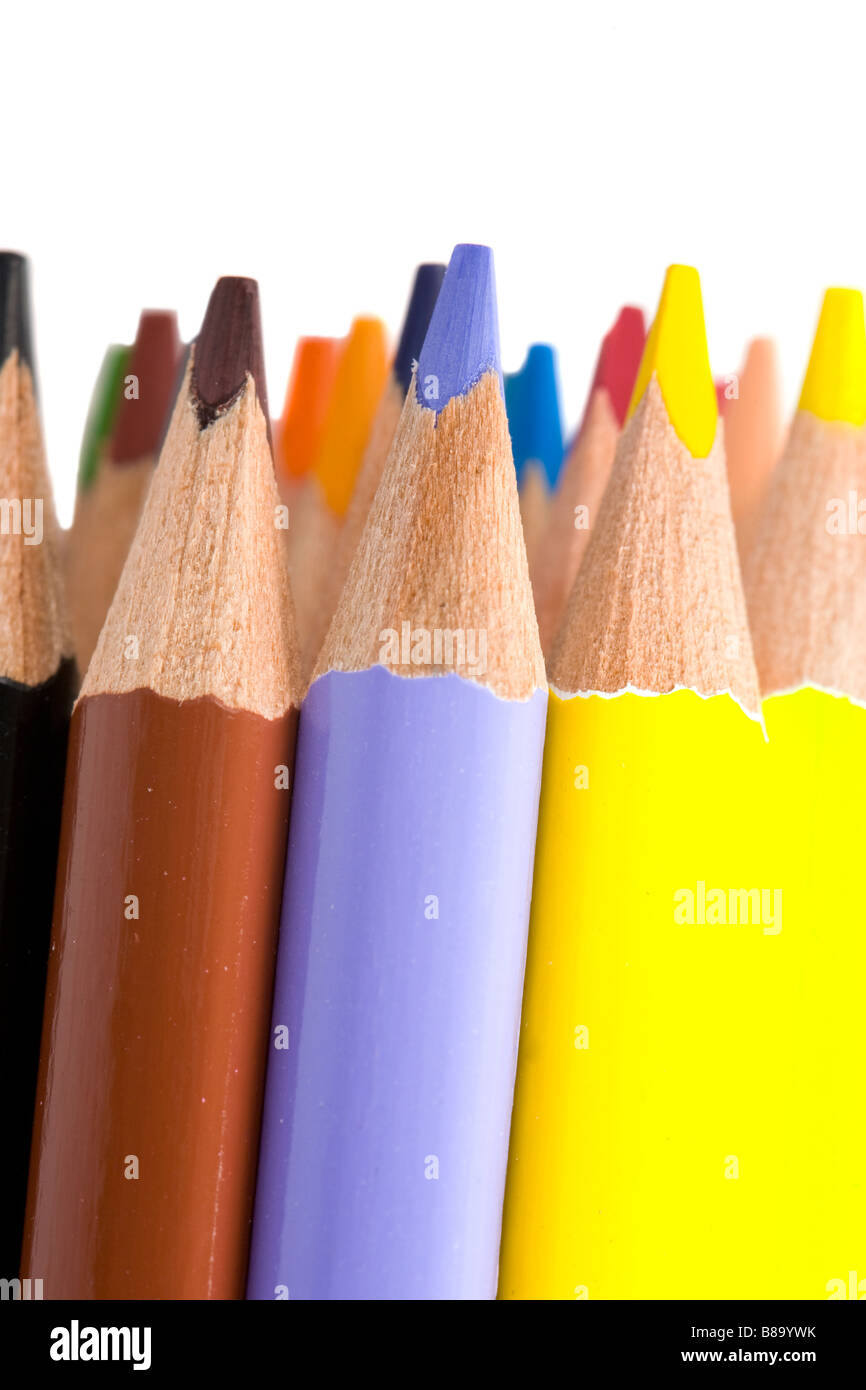 Many pencils of different colors on a over white background Stock Photo ...