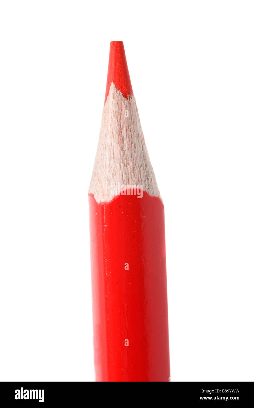 Red pencil in vertical on a white background Stock Photo - Alamy