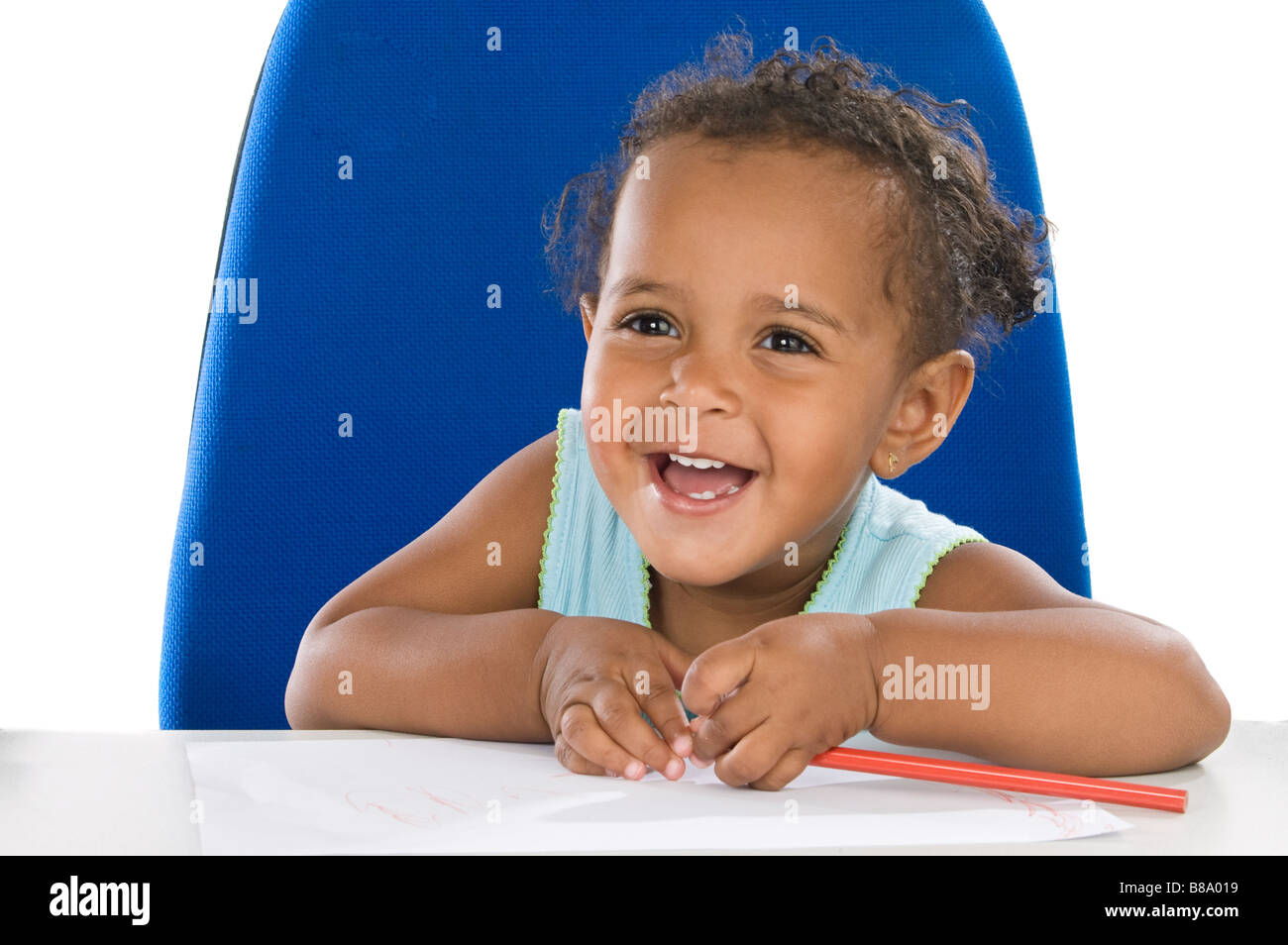 Adorable baby student a over white background Stock Photo - Alamy