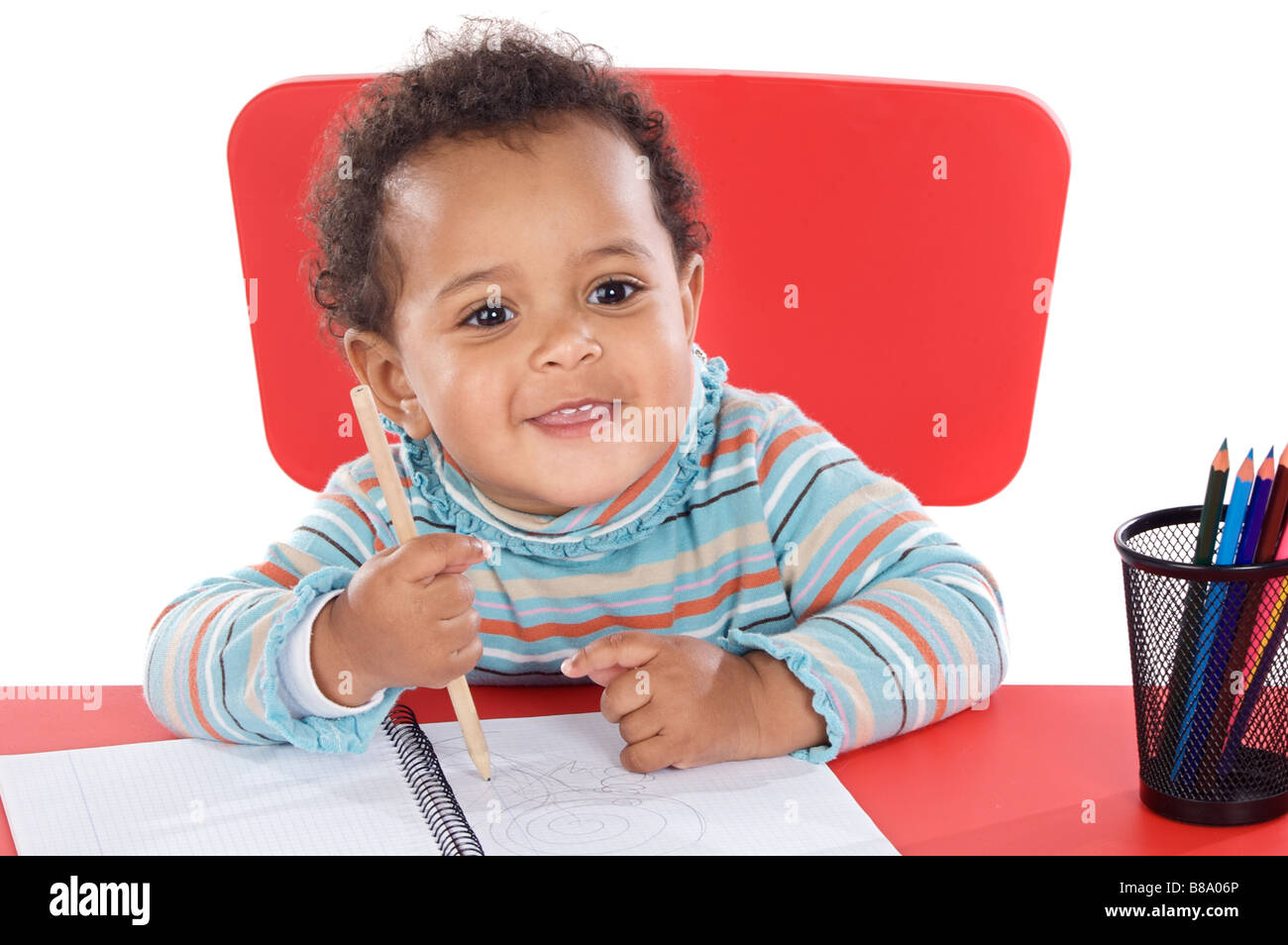 adorable baby student a over white background Stock Photo - Alamy