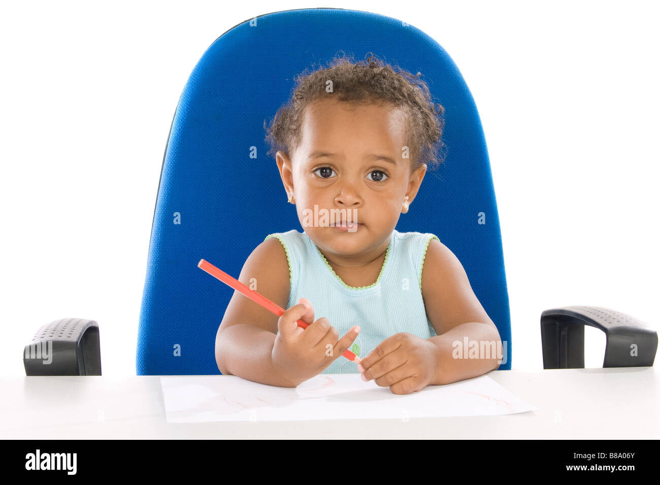 Adorable baby student a over white background Stock Photo - Alamy