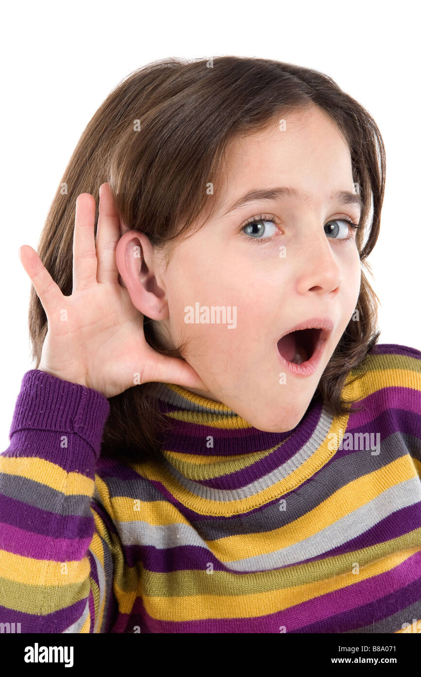 Hand over ear kid hi-res stock photography and images - Alamy