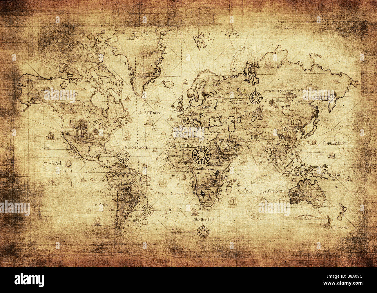 ancient map of the world Stock Photo - Alamy