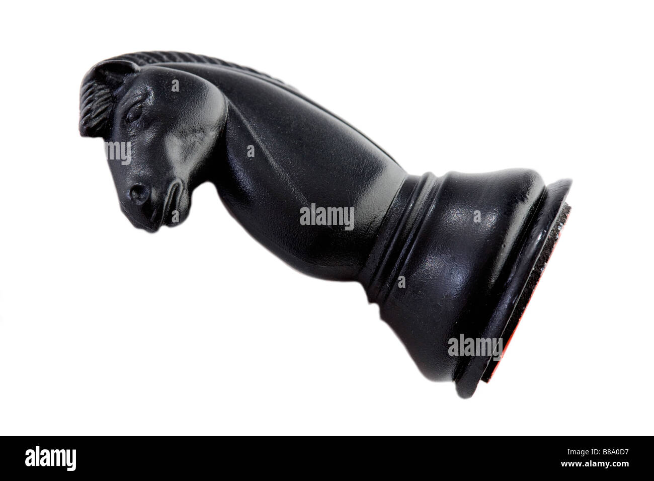 Piece of chess The fallen knight on a white background Stock Photo - Alamy