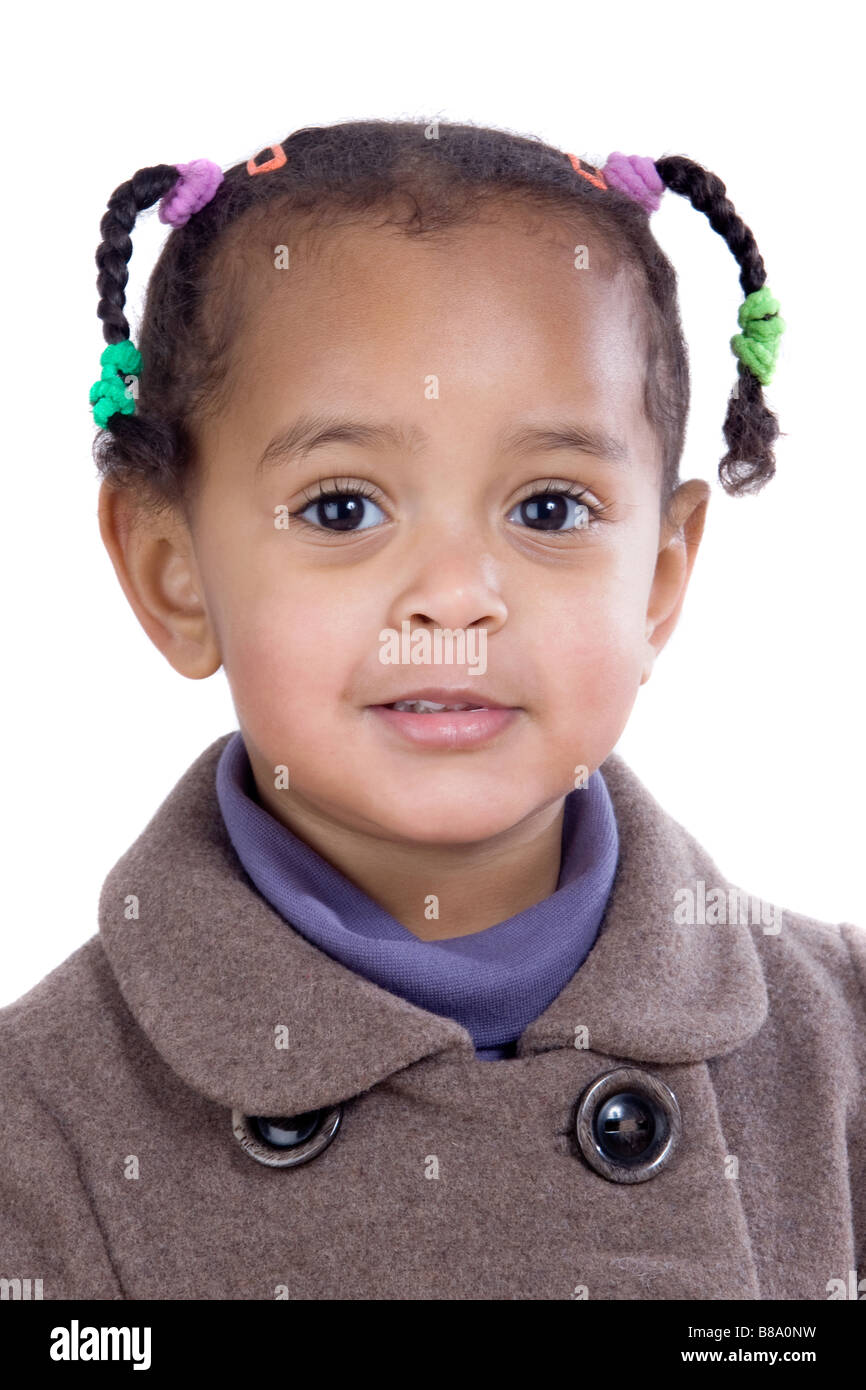 Portrait of adorable african baby on a over white background Stock ...