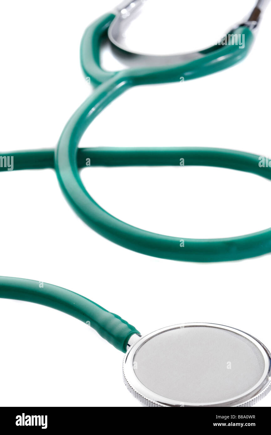Green stethoscope isolated over white background Stock Photo - Alamy